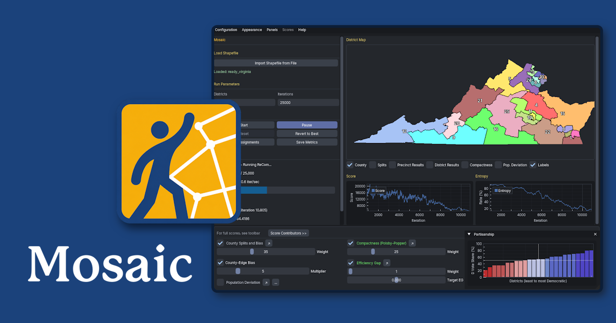 Mosaic — redistricting via recombination